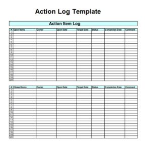 Action Log Template | Free Log Templates