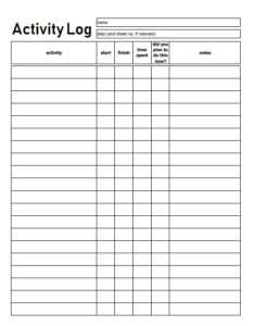 Activity Log Templates | 17+ Free Printable Word, Excel & PDF Formats ...