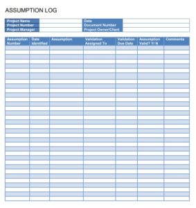 Assumption Log Template | Free Log Templates