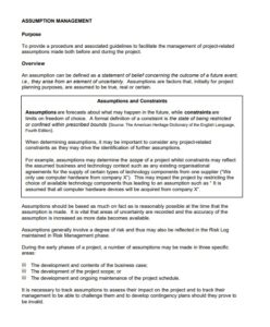 Assumption Log Template | Free Log Templates