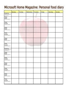 Daily Food Log Template | Free Log Templates