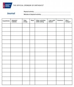 Food Log Template | Free Log Templates