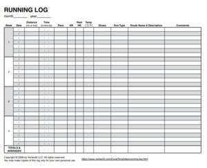 Running Log Template | Free Log Templates