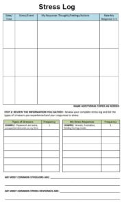 Stress Log Template | 12+ Free Printable Word, Excel & PDF Formats ...
