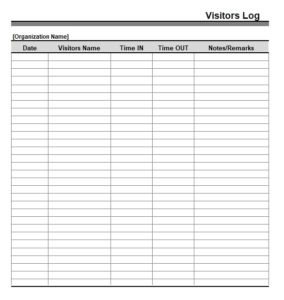 Visitor Log Templates | 11+ Free Printable Word, Excel & PDF Formats ...