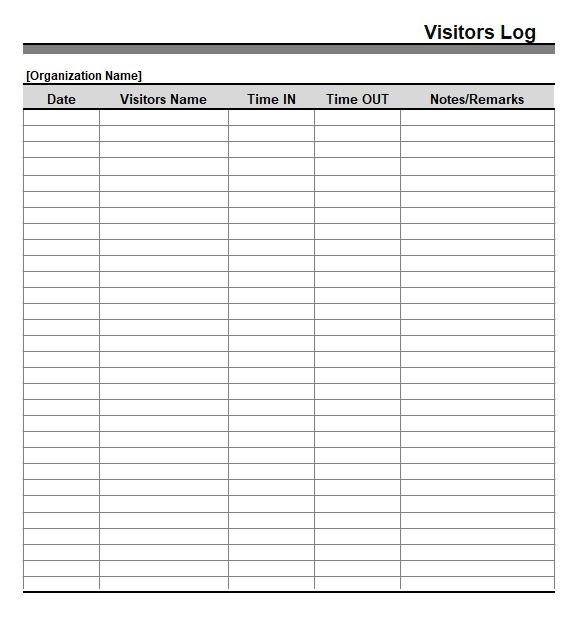 Visitor Log Templates | 11+ Free Printable Word, Excel & PDF Formats ...