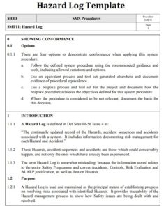 9+ Hazard Log Template | Free Log Templates