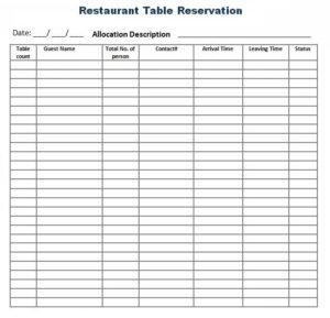Reservation Log Template | Free Log Templates