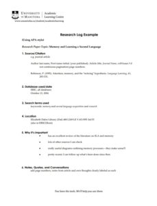 Research Log Template | Free Log Templates