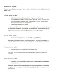 Research Log Template | Free Log Templates