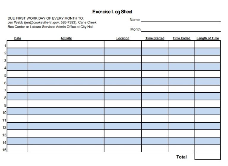 19+ Exercise Log Template | Free Log Templates