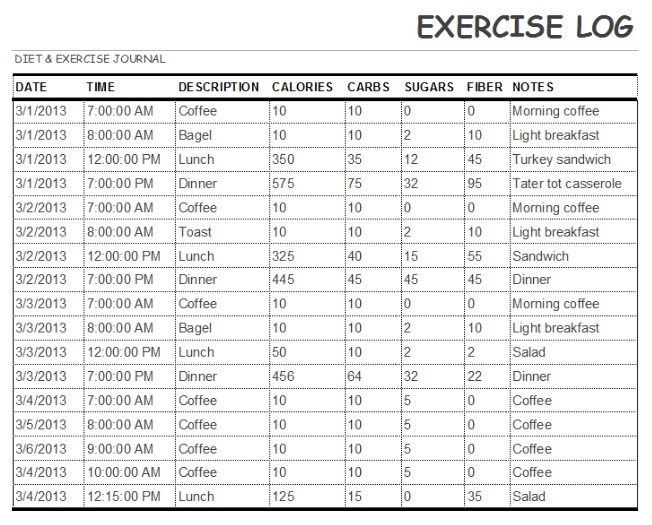19+ Exercise Log Template | Free Log Templates