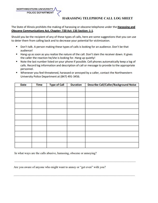 Call Log Templates | Free Log Templates