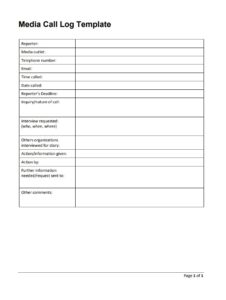 Media Call Log Template | Free Log Templates