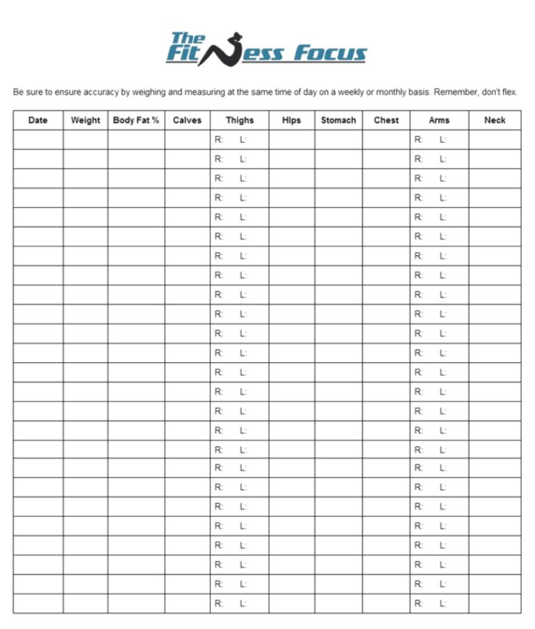 Body Measurements Log Template | Free Log Templates