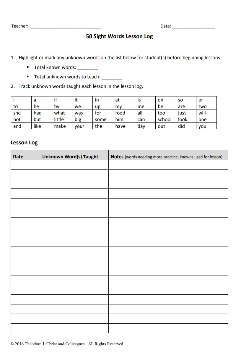 Daily Lesson Log Template | Free Log Templates