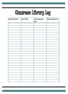 Classroom-Library-Log-Template | Free Log Templates