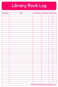 Library Log Template | Free Log Templates