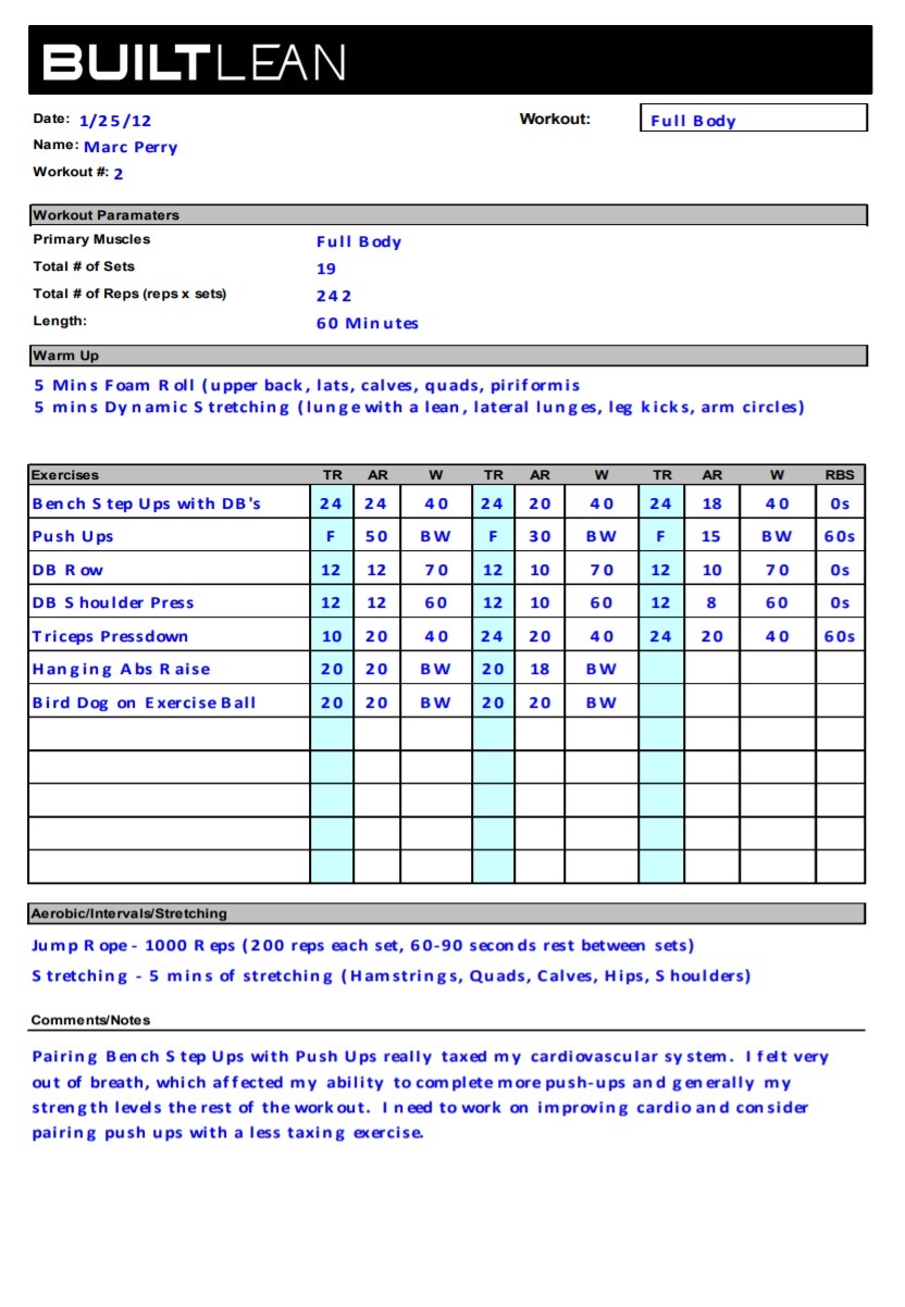 8+ Workout Log Template | Free Log Templates