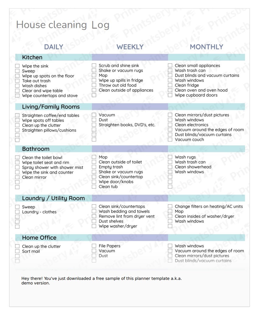 House Cleaning Log Template | Free Log Templates