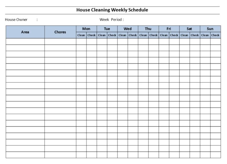 House Cleaning Log Template | Free Log Templates