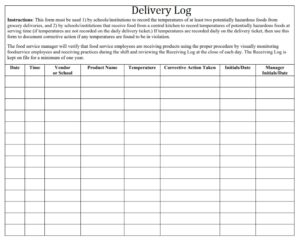 8+ Delivery Log Template | Free Log Templates