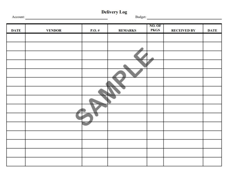 8+ Delivery Log Template | Free Log Templates