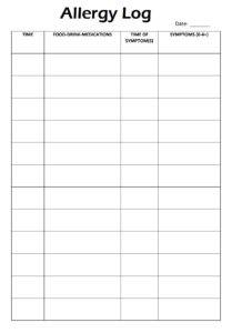 Allergy Log Template | Free Log Templates