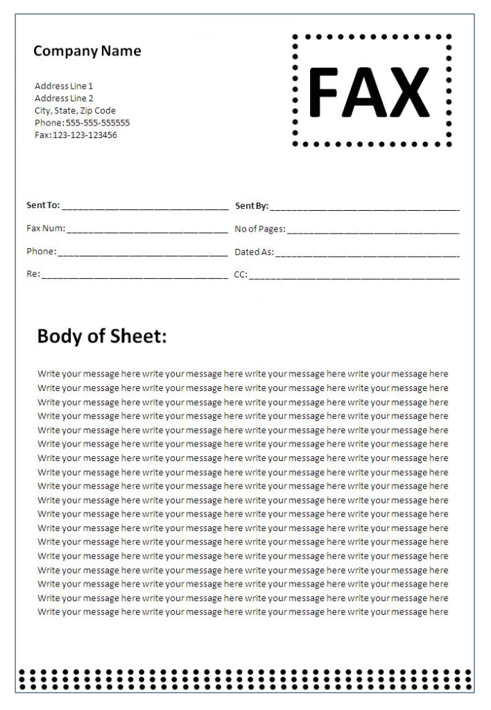 Fax Log Sheet